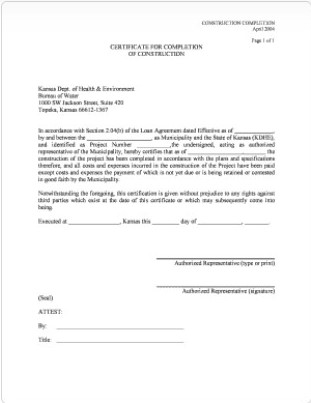 Certificate of Completion for Construction Explained